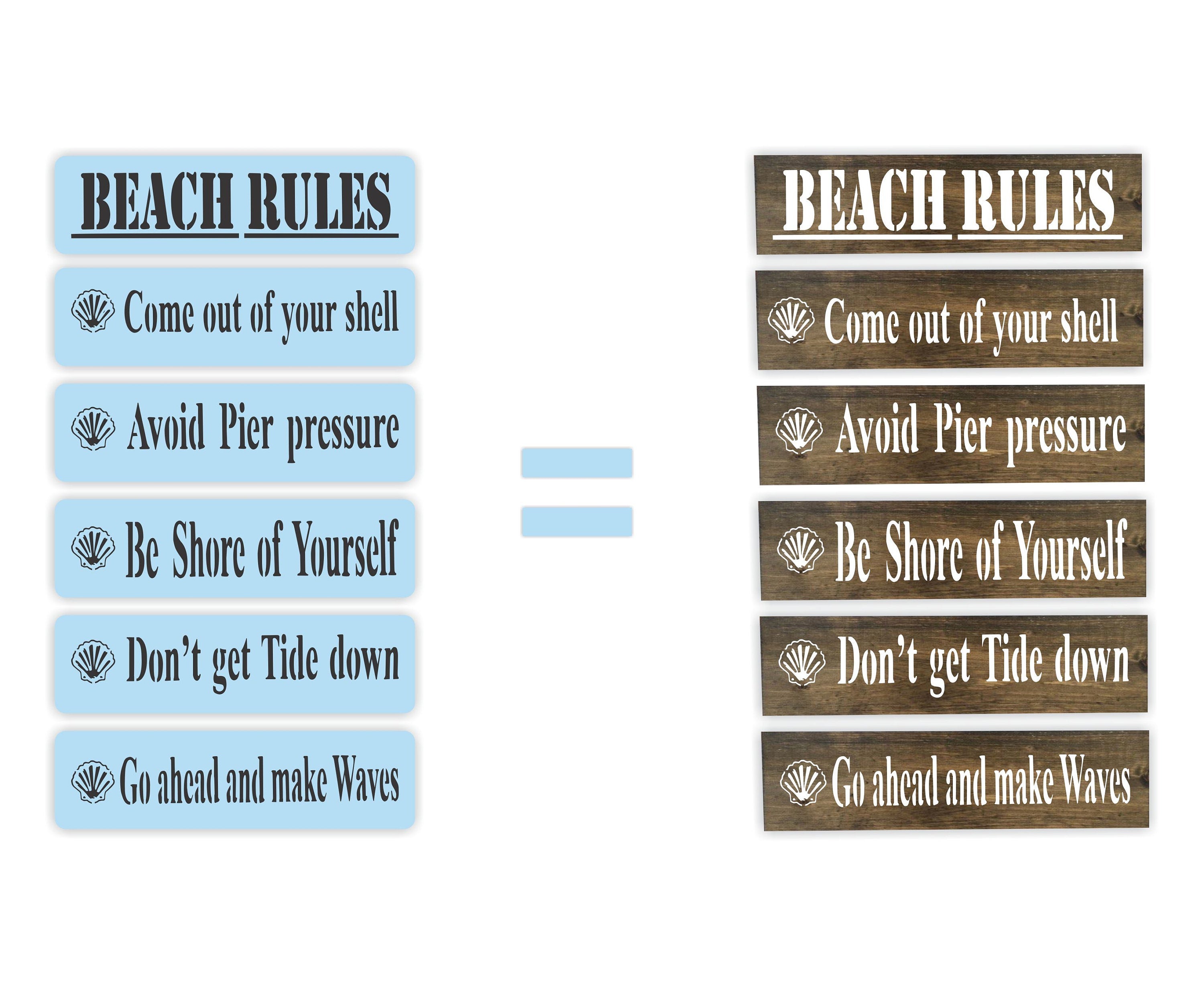 Beach Rules Stencil Kit For Wood Sign - Reuseable Stencil – Barn Star ...