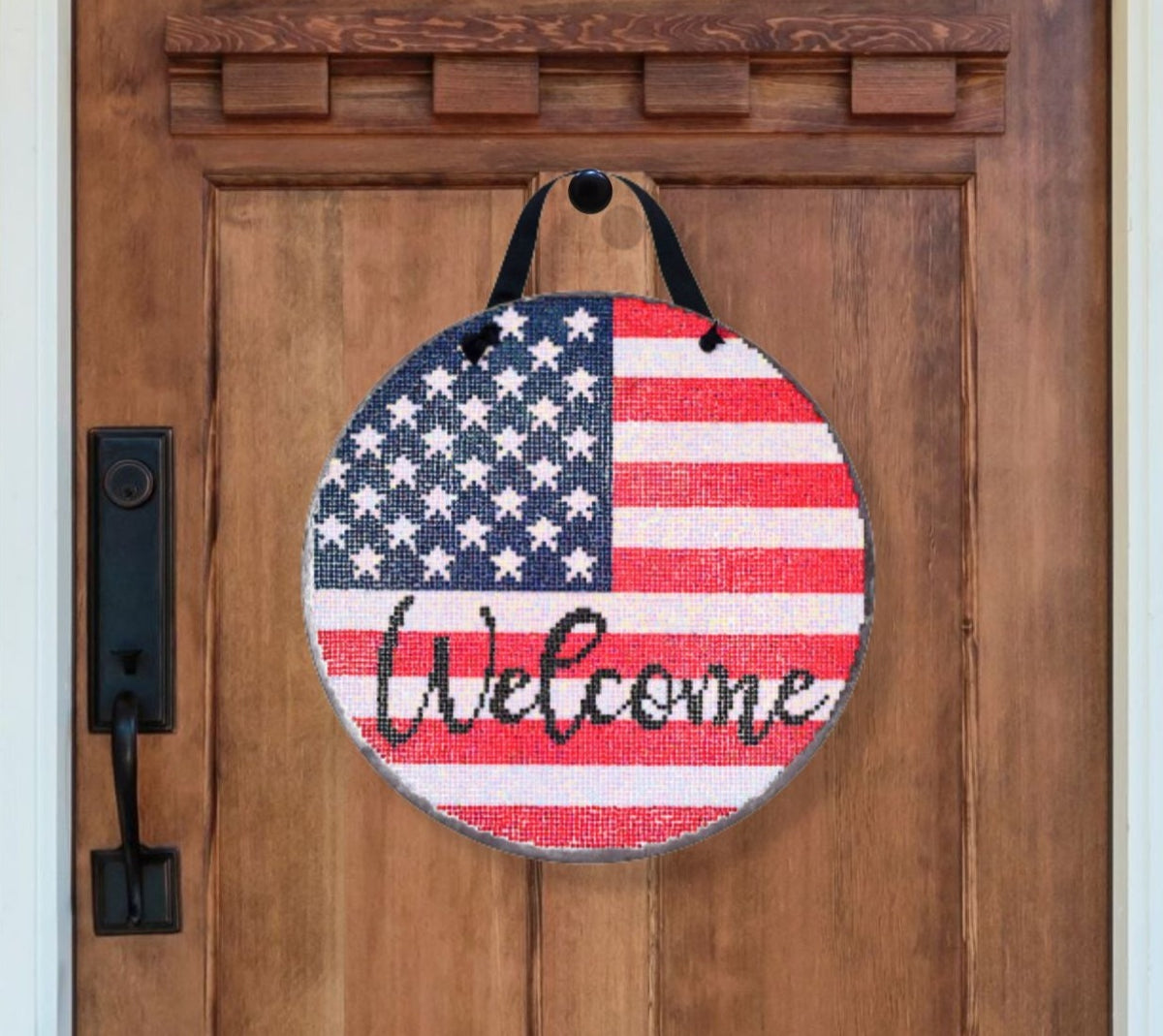 Diamond Painting Kit, USA Flag Round Door Sign – Barn Star Stencils