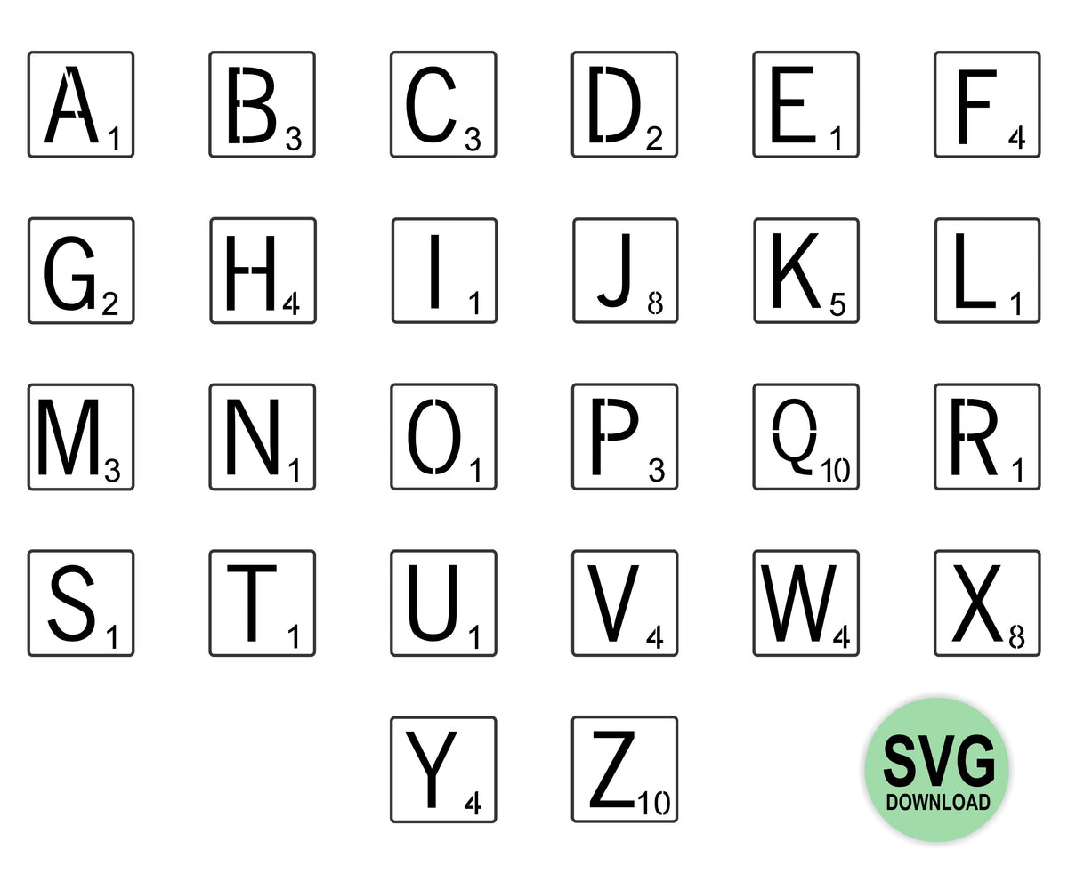 Scrabble Game Board Tiles SVG Digital Download – Barn Star Stencils