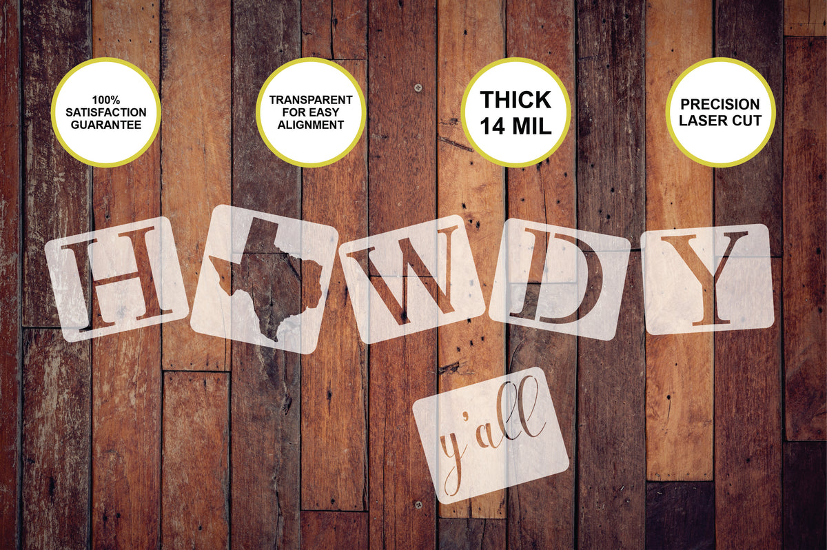 Howdy Texas Y'all Stencil, Reusable, Porch Leaner Kit, Paint Your Own ...