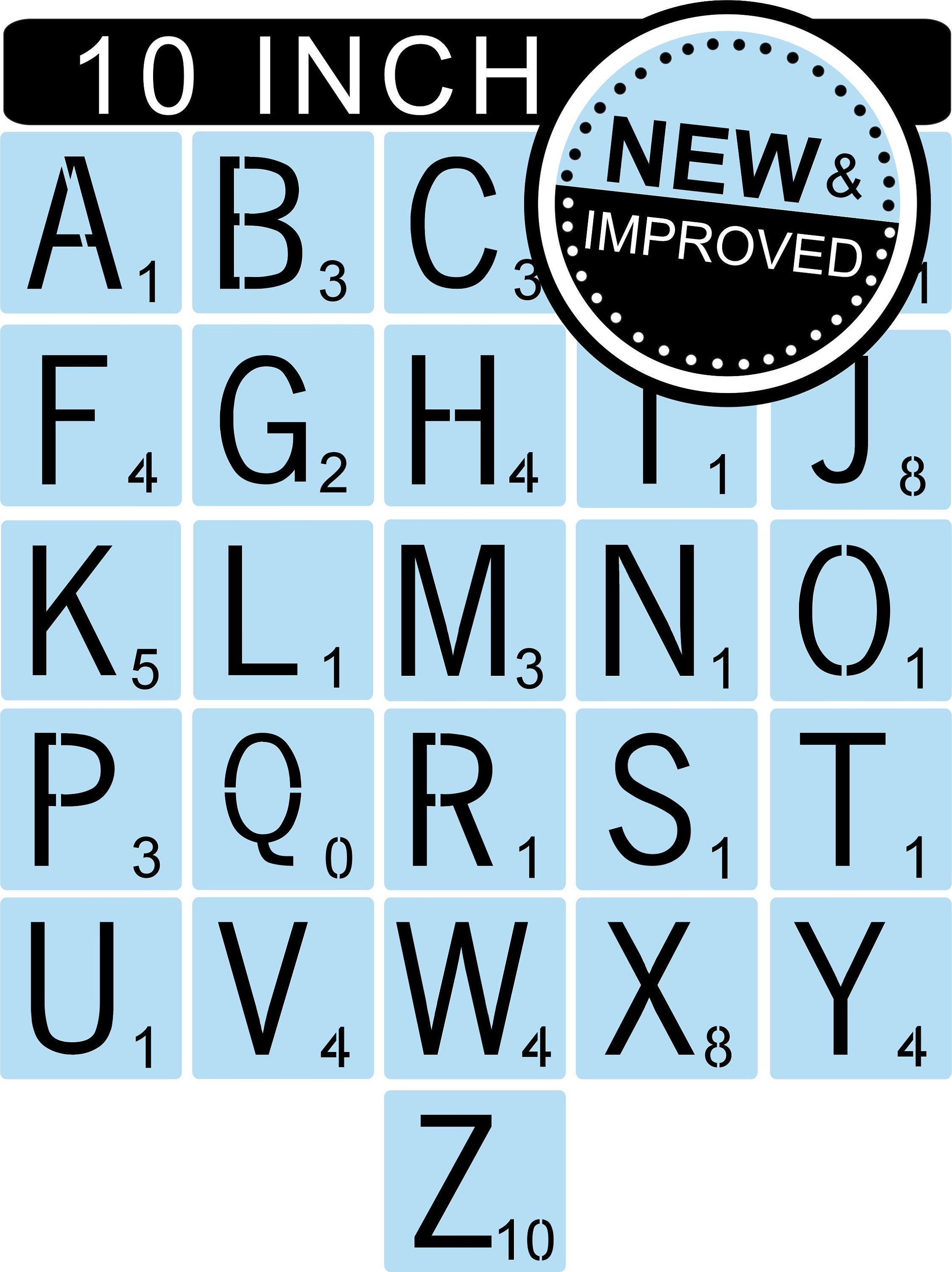 Scrabble Stencils Kit - Reusable - For 10 Inch Tiles- Sign Painting ...