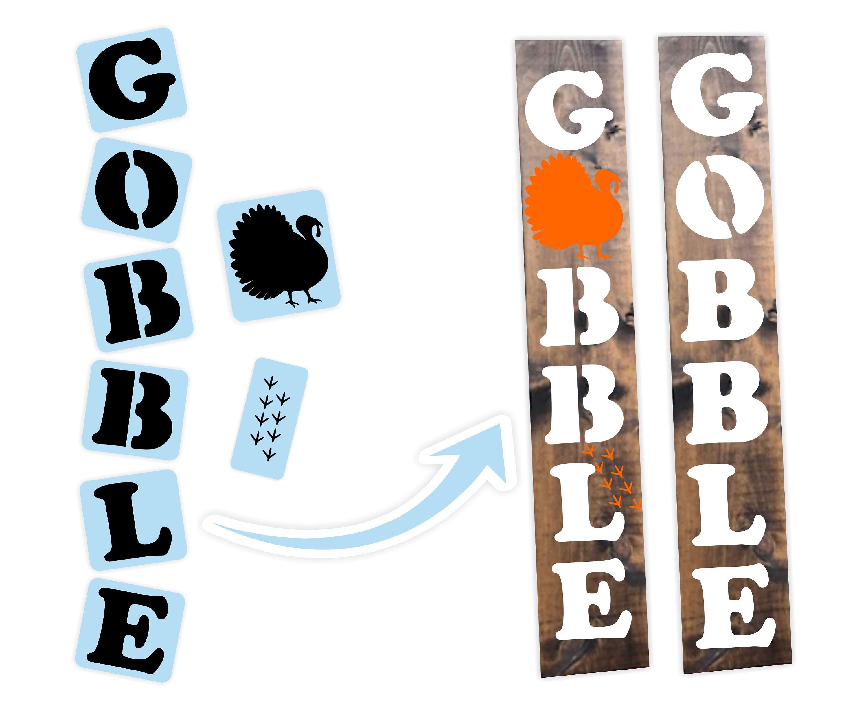 Gobble Thanksgiving Stencil Kit For Porch Sign - Reuseable - Vertical ...