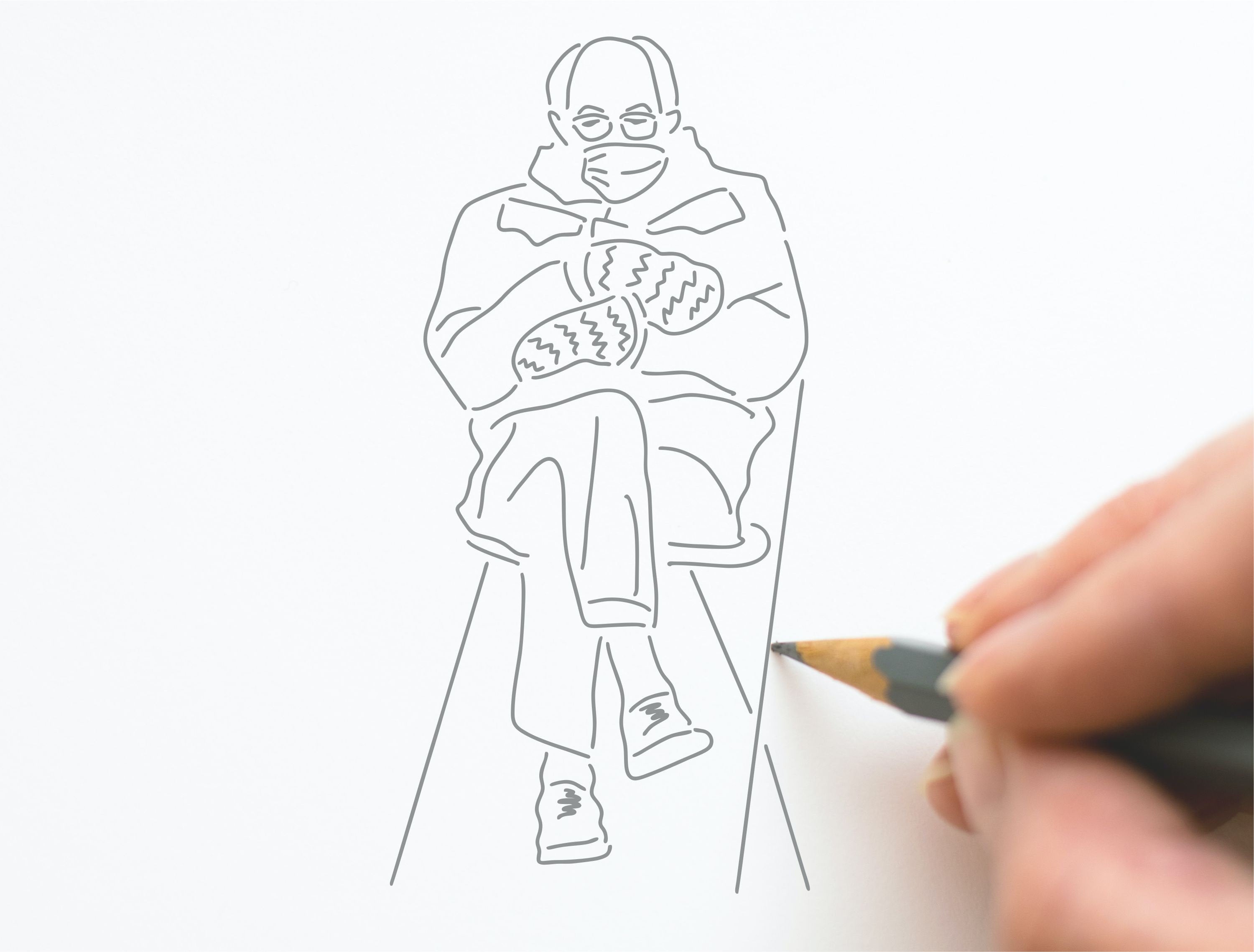 Bernie with Mittens Canvas Stencil for Paint Parties -Reusable Tracing ...