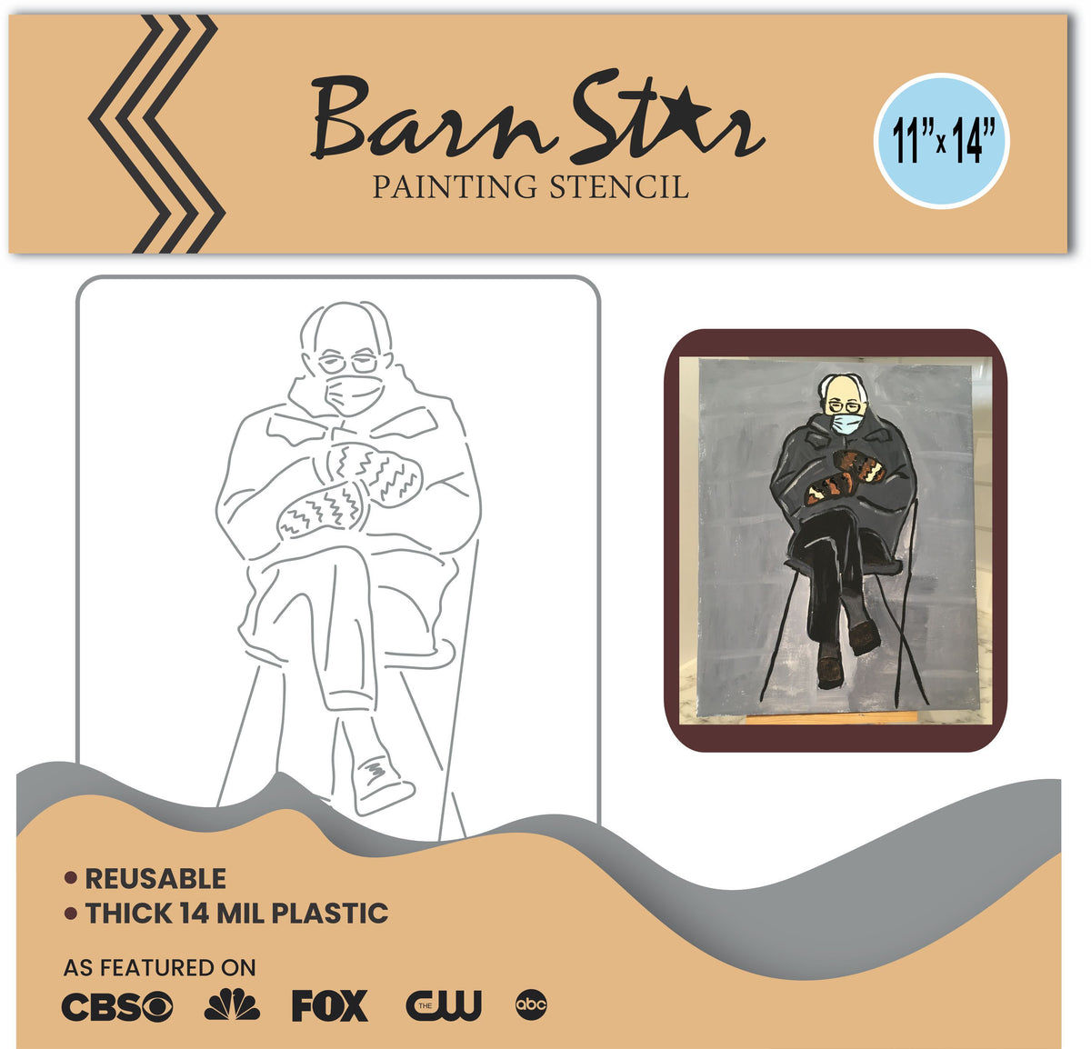 Bernie with Mittens Canvas Stencil for Paint Parties -Reusable Tracing ...